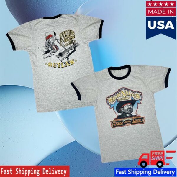 Willie Nelson Merch Store Willie 2025 Sketch Tour Ringer Shirt - Newest ...