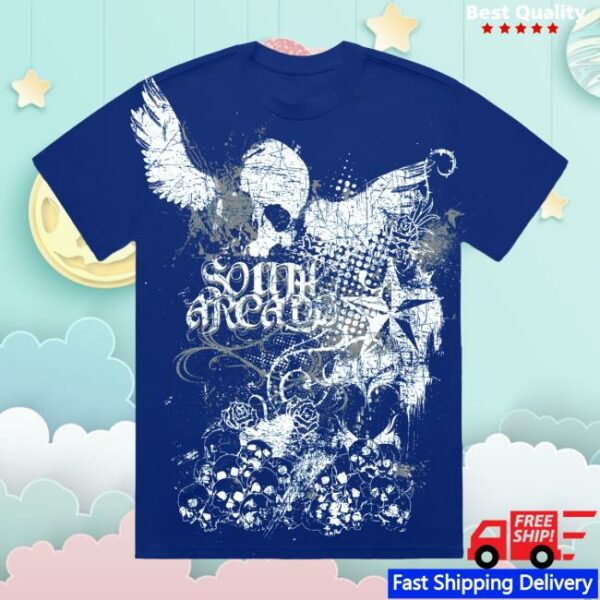 South Arcade Merch Store Blue Skull T-Shirt - Newest Fashion Trends